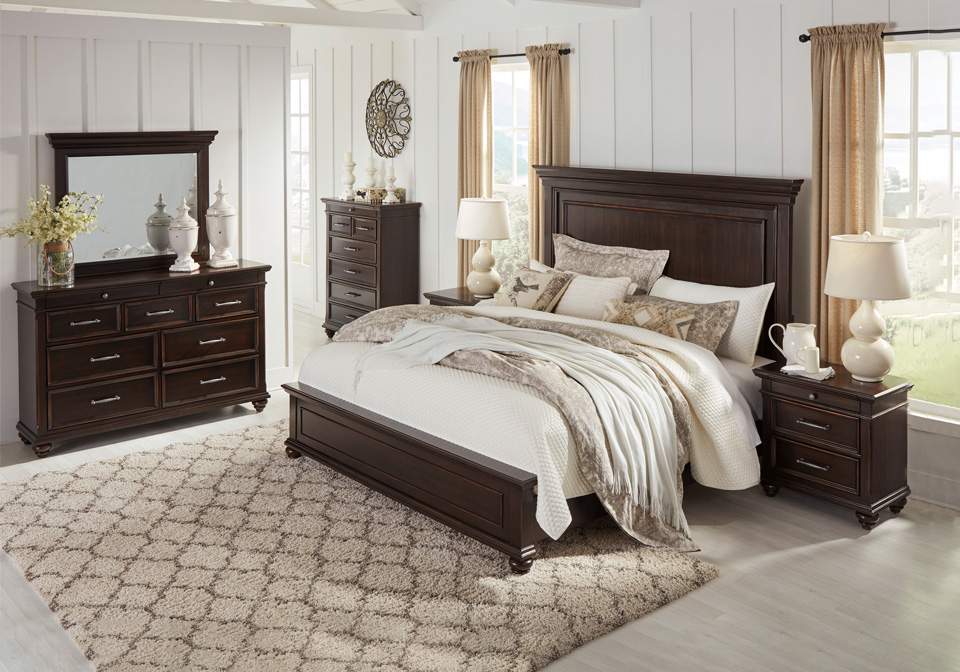 Brynhurst Dark Brown King Panel Bedroom Set Local Overstock Warehouse 